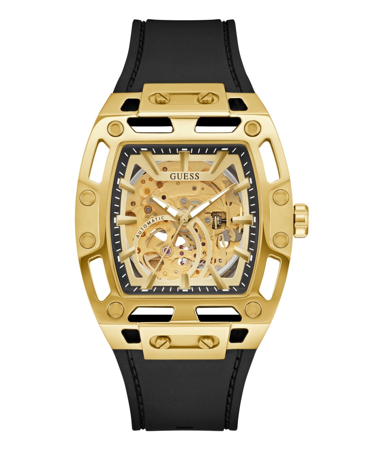 Click here for Guess Mens Black Gold Tone Automatic Watch  42mm -... prices