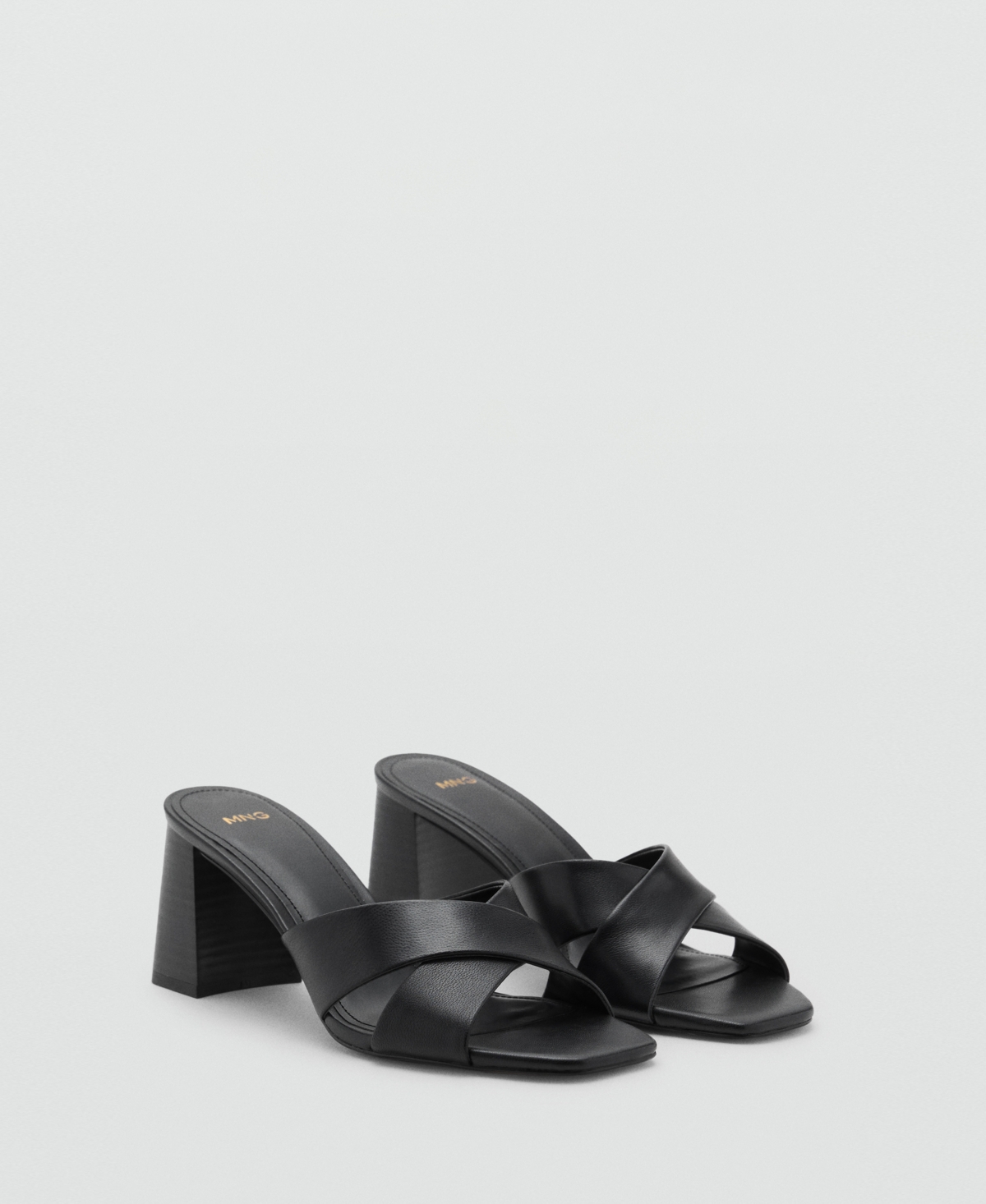 Click here for Mango Womens Leather Block-Heel Sandals - Black prices