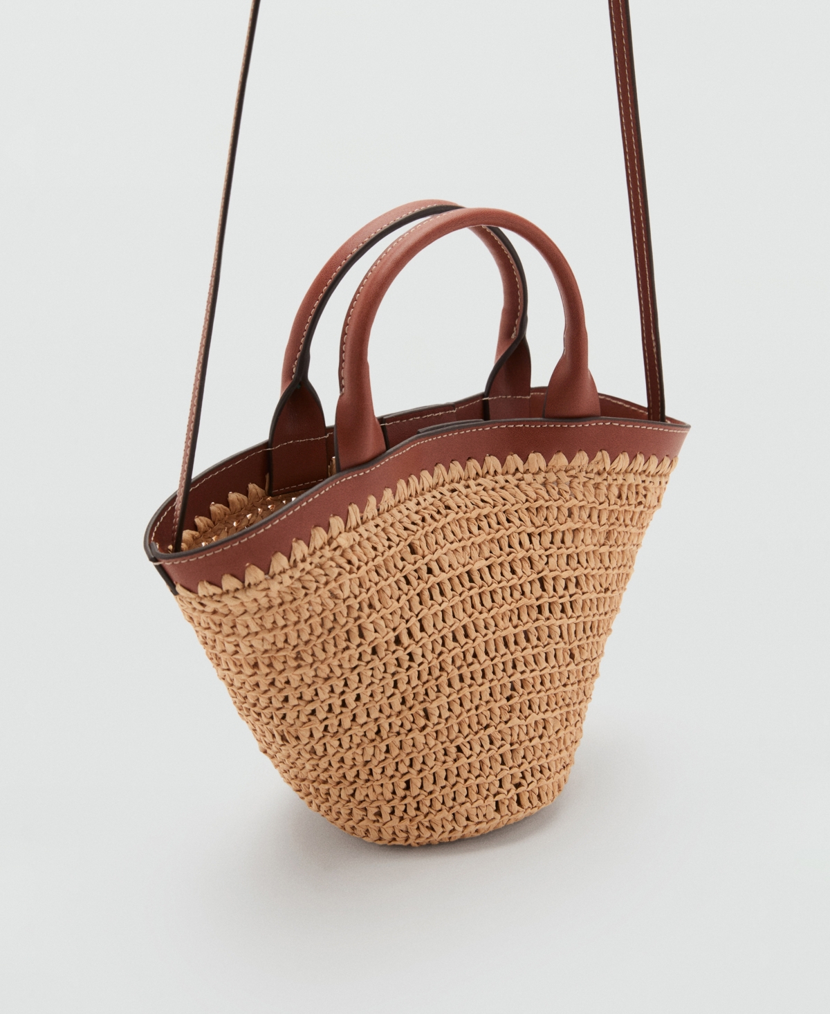 Click here for Mango Womens Small Double-Handle Natural Fiber Bag... prices