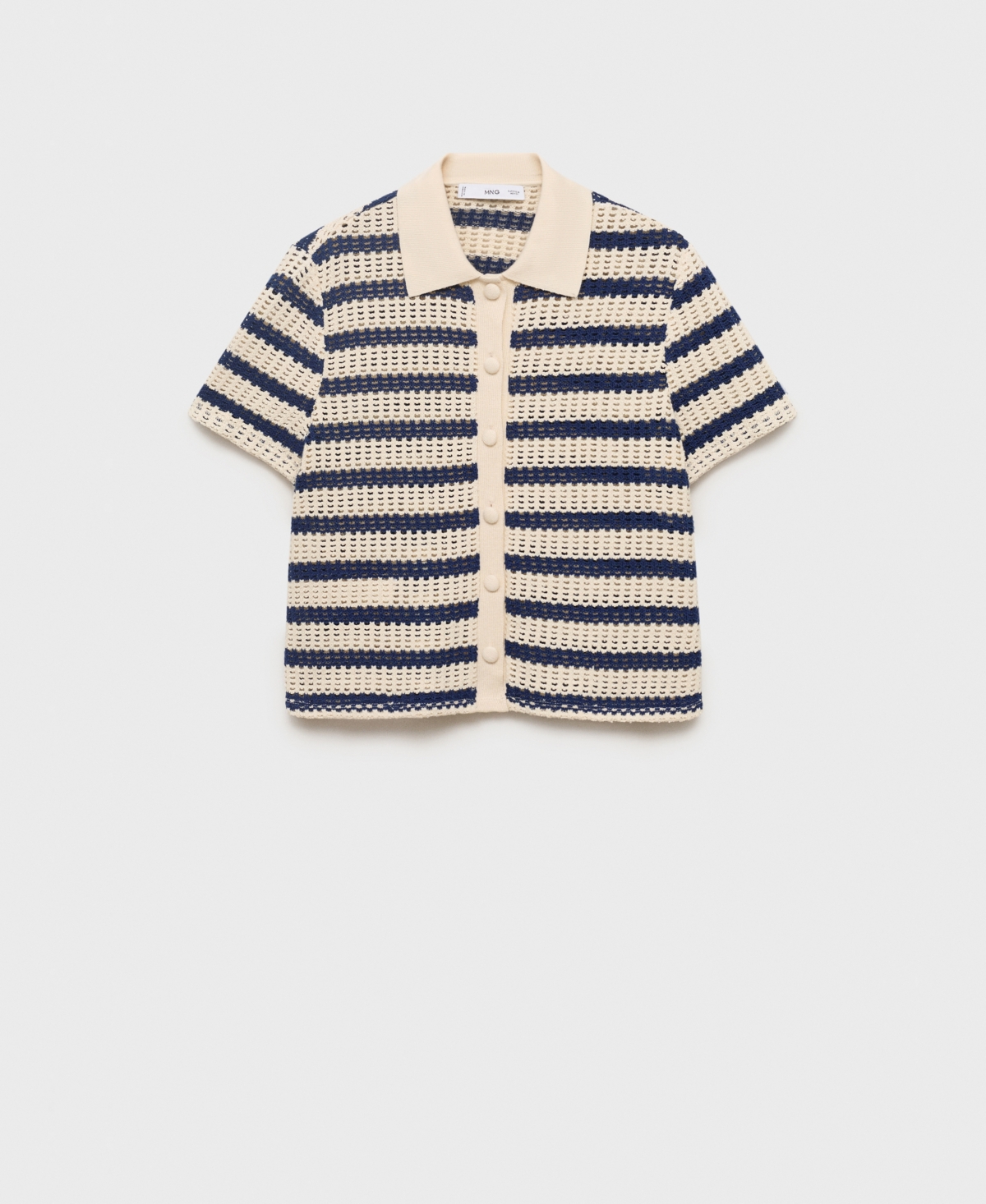 Click here for Mango Womens Short-Sleeved Striped Cardigan - Navy prices