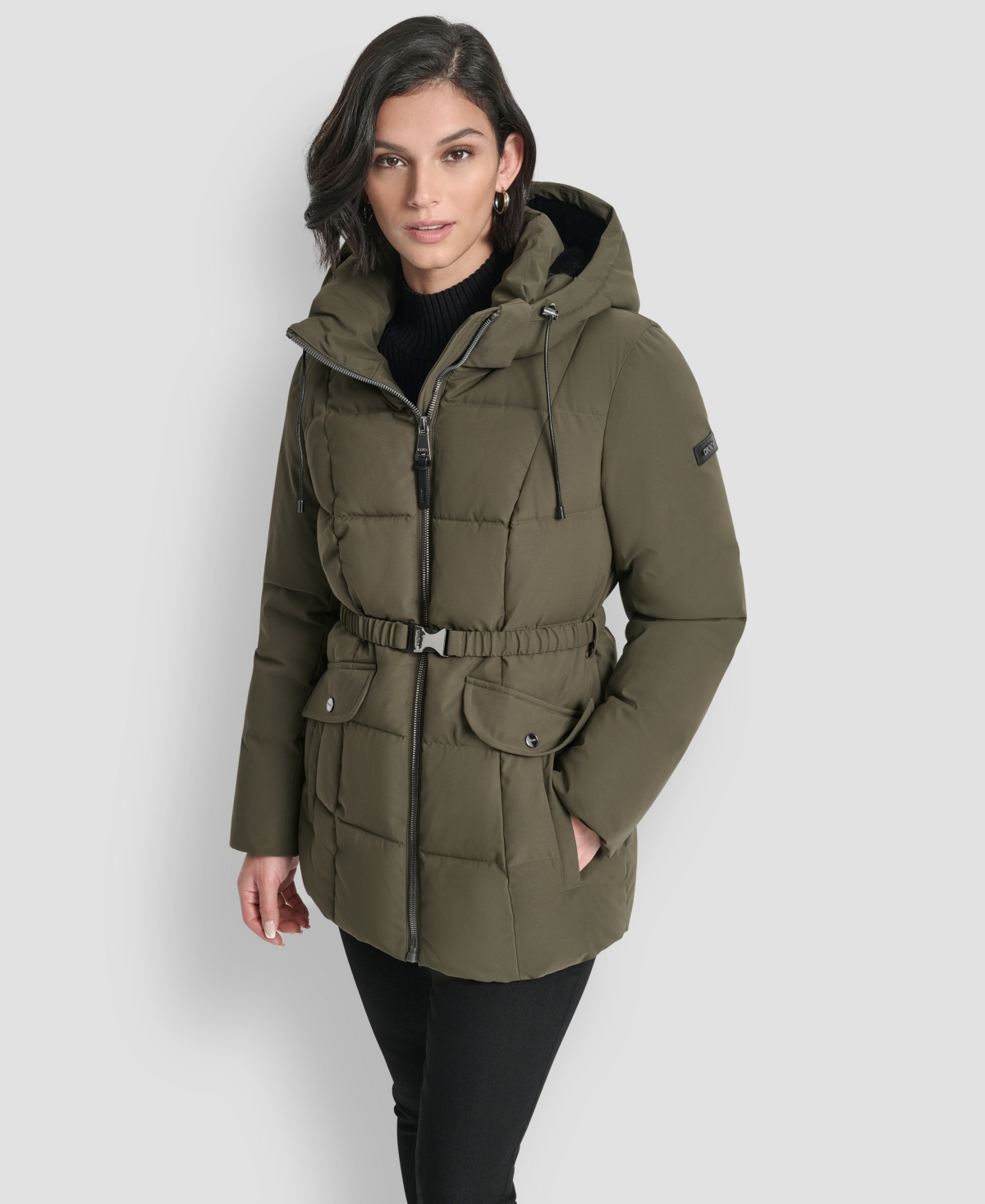 Click here for Dkny Womens Belted Hooded Puffer Coat - Loden prices