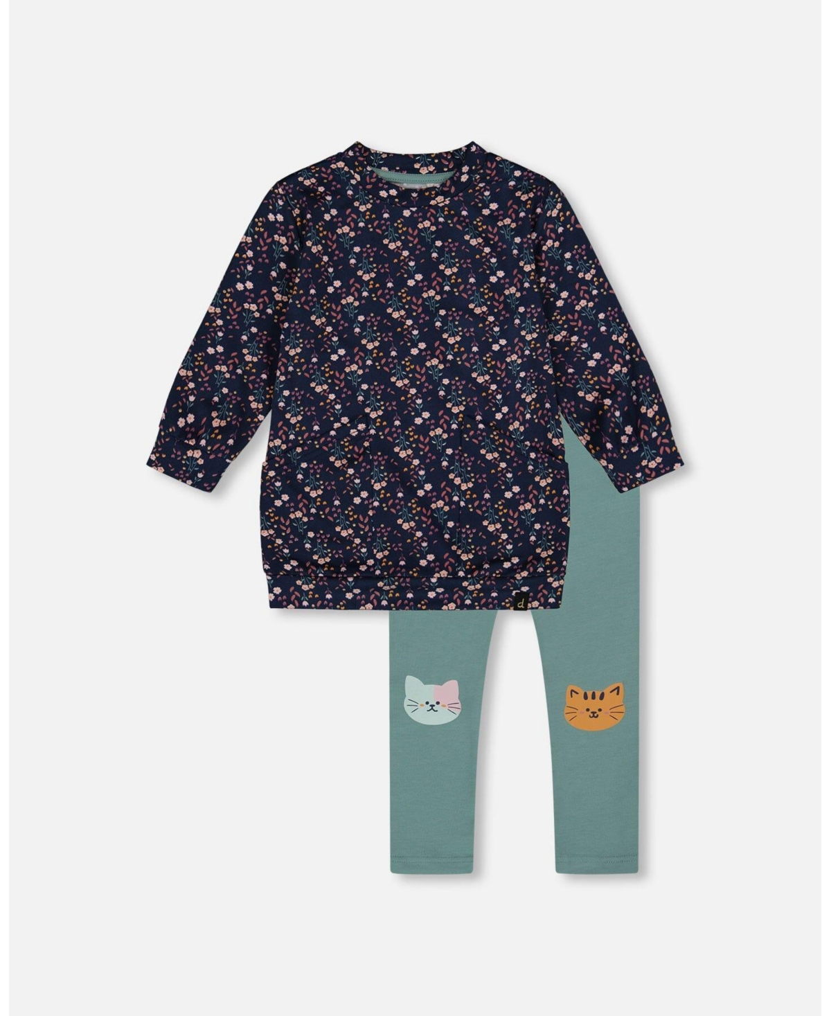 Click here for Deux par Deux Girl Tunic and Leggings Set Navy Flo... prices