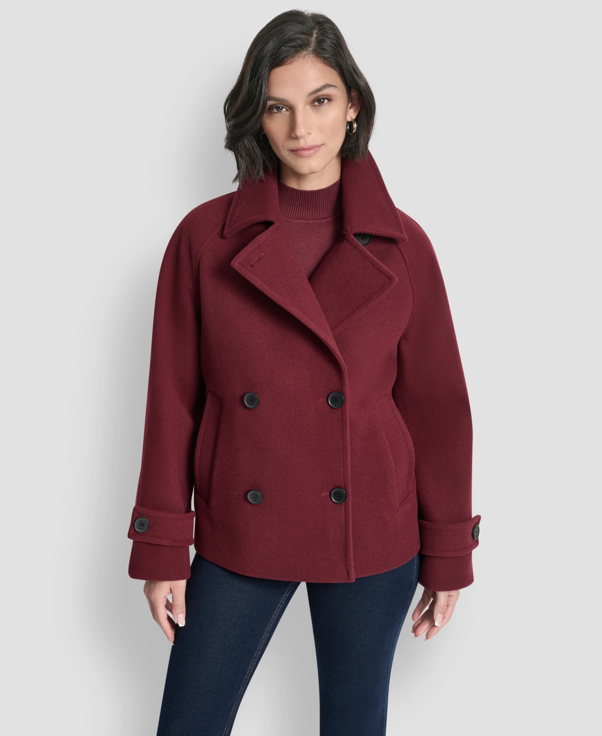Click here for Dkny Womens Short Double Breasted Collared Coat -... prices