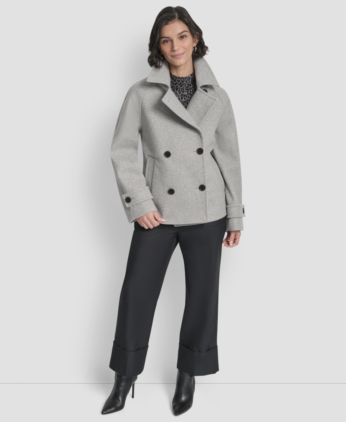 Click here for Dkny Womens Short Double Breasted Collared Coat -... prices