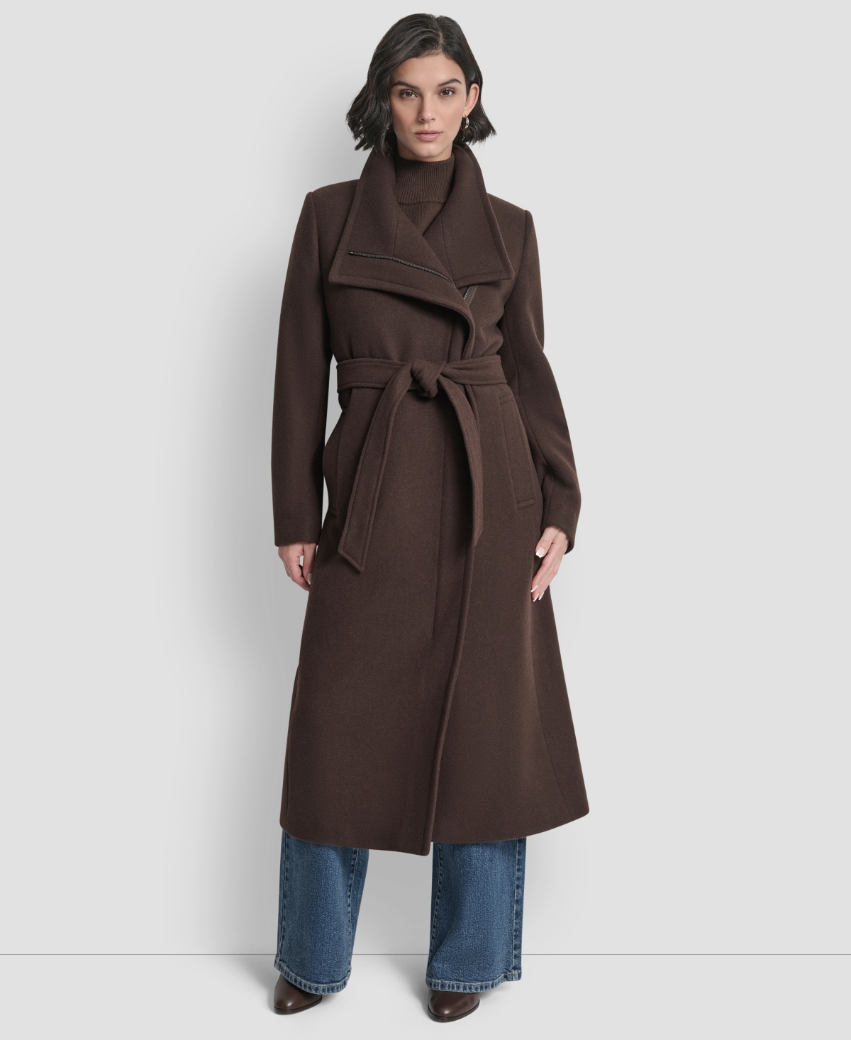 Click here for Dkny Womens Wing Collar Asymmetrical Wrap Coat - B... prices