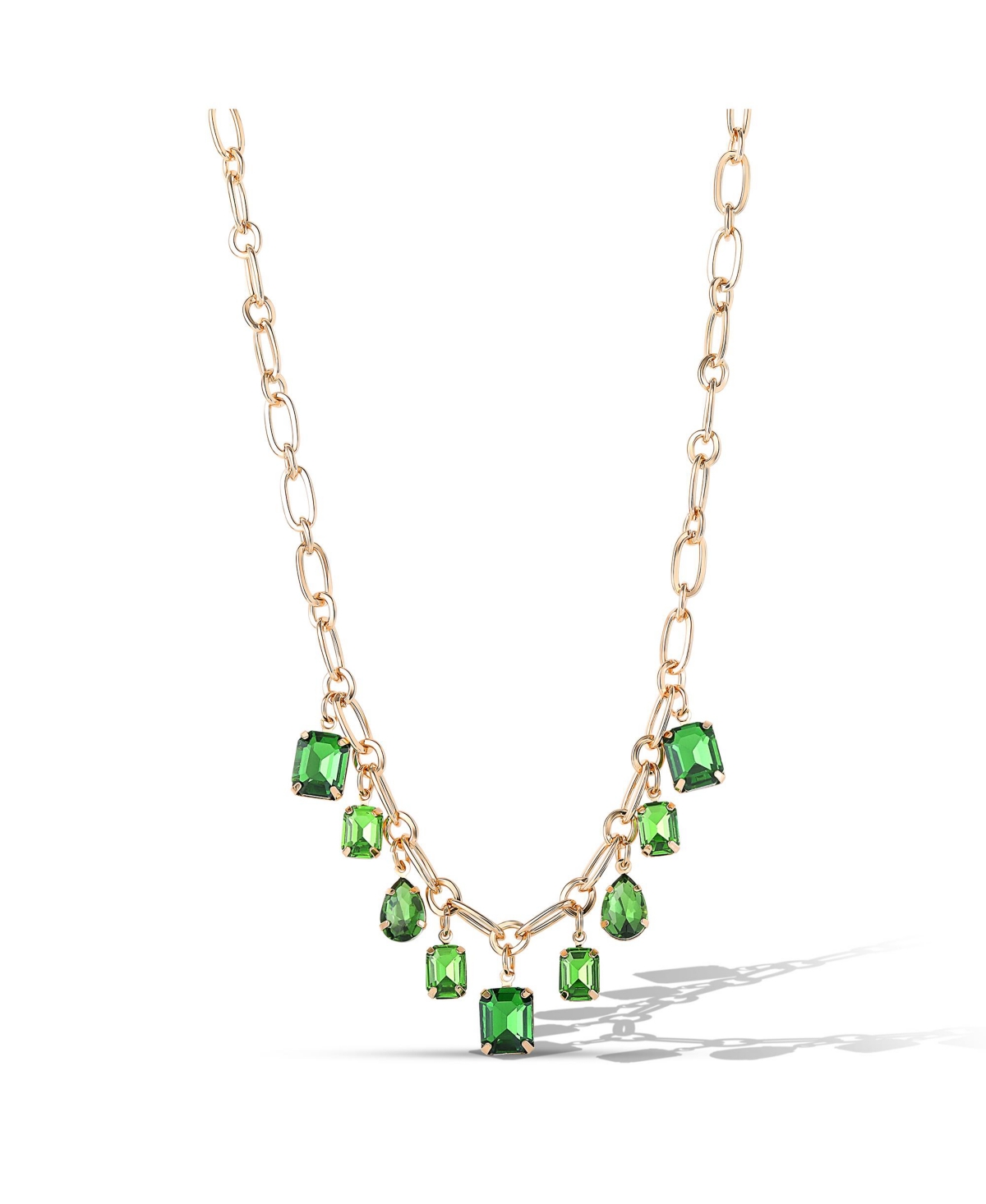 Click here for Jessica Simpson Green Gem Drop Charm Necklace in G... prices