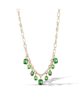 Jessica Simpson Gem Drop Charm Necklace in -Tone Chain - Macy's