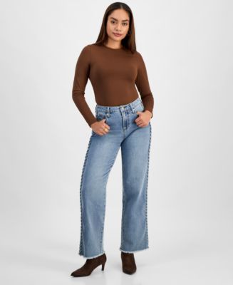 And Now This Women's Braided-Trim High Rise Straight Leg Jeans, Macy's ...