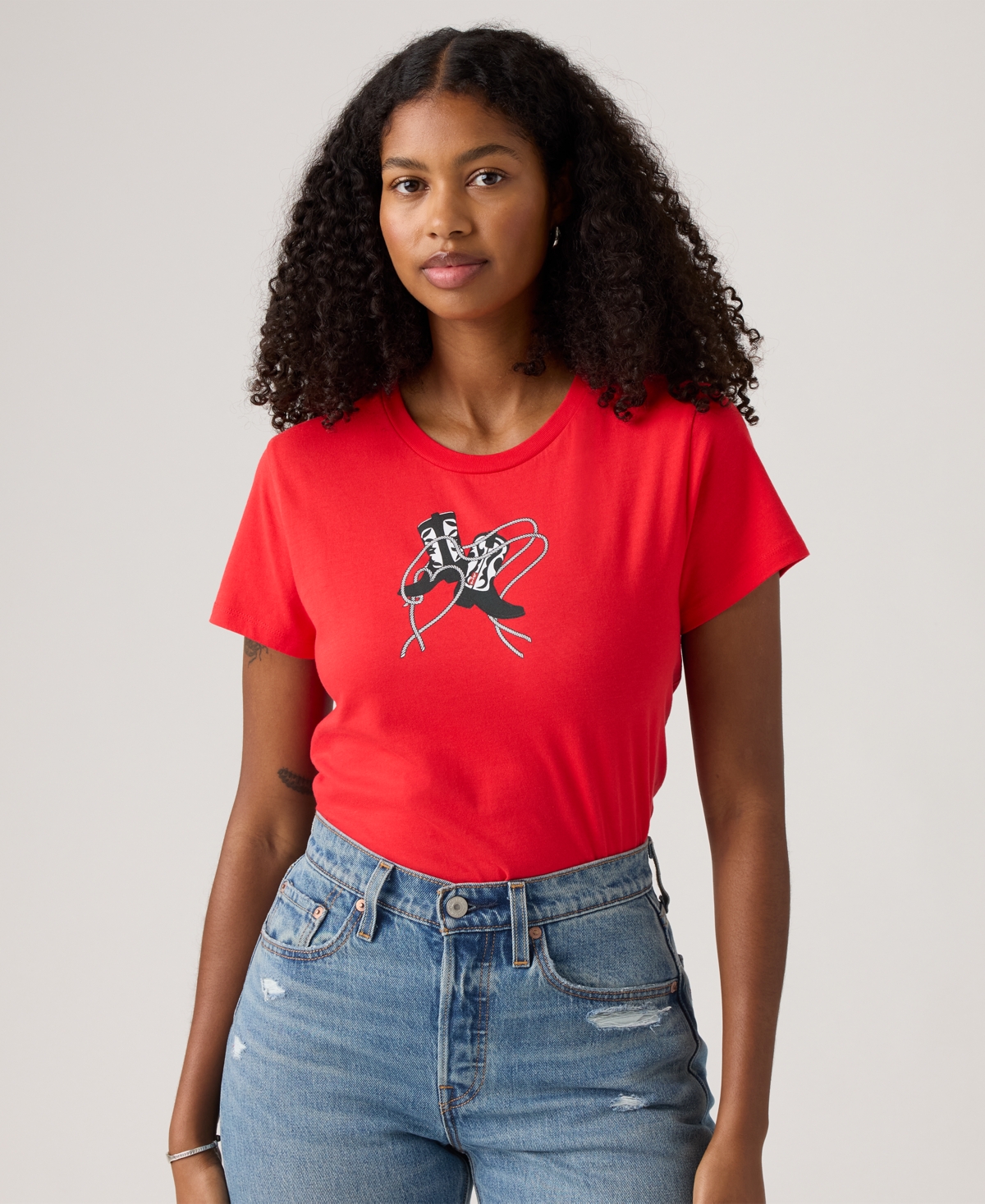 Click here for Levis Womens Perfect Graphic Logo Cotton T-shirt -... prices