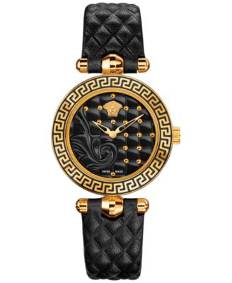 Versace Women's Swiss Micro Vanitas Black Leather Strap Watch 30mm ...