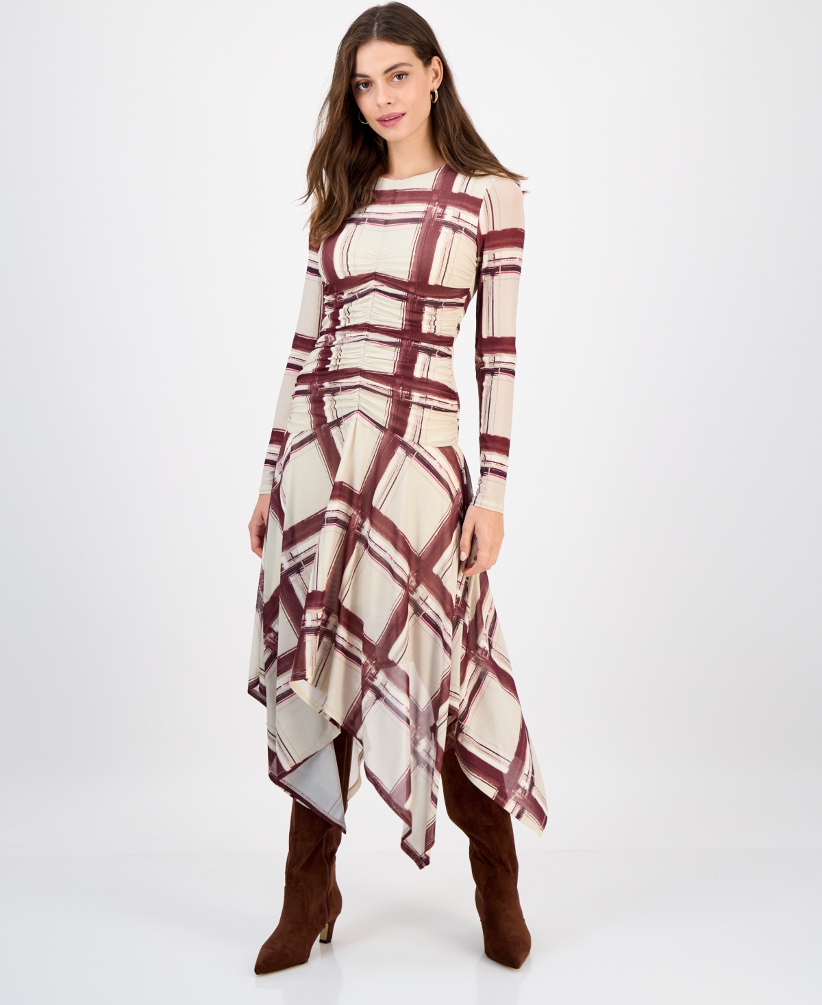 Click here for Rachel Rachel Roy Womens Jendice Mesh Plaid Print... prices