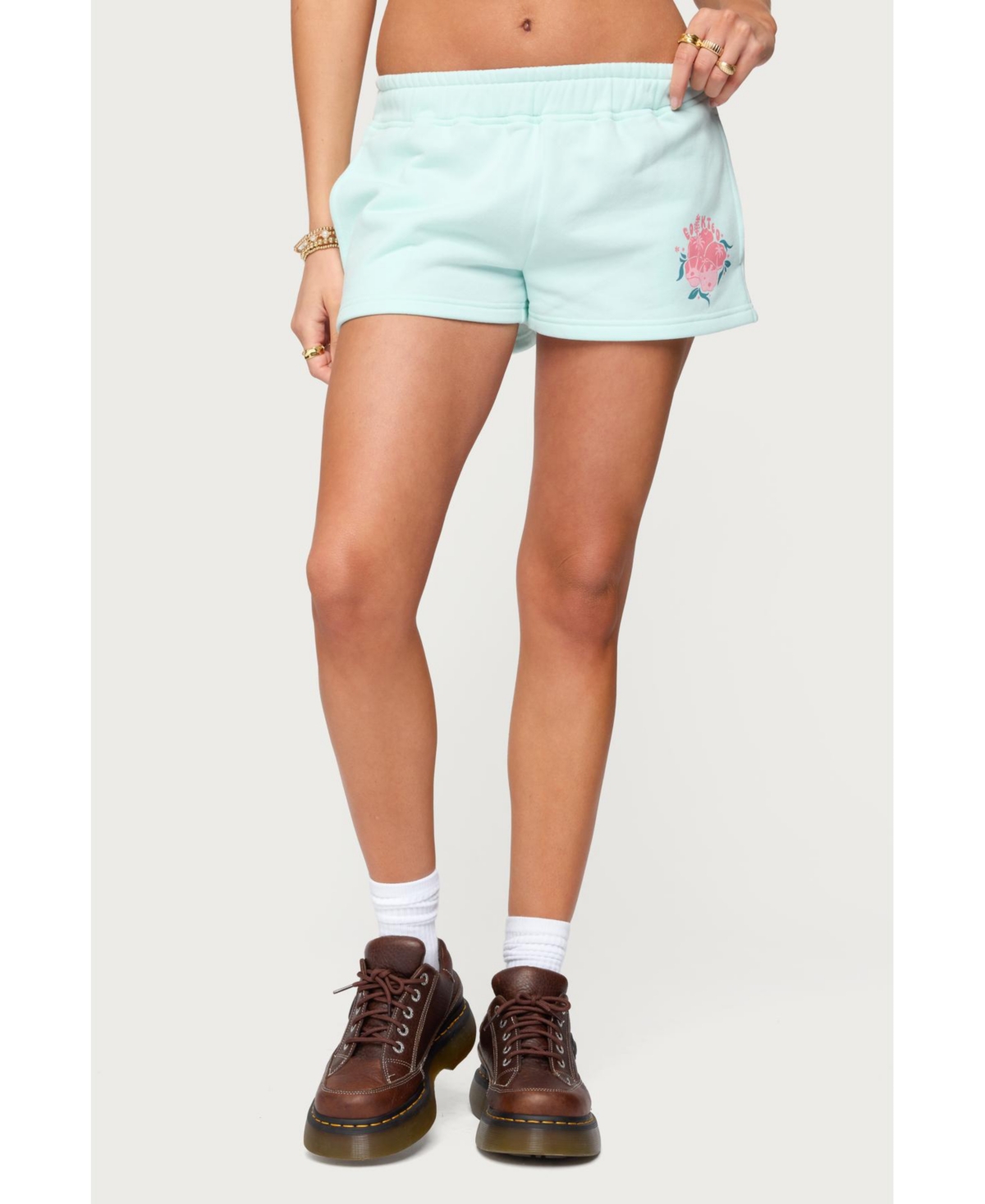 Click here for Edikted Womens Beach Bloom Sweat Shorts - Mint prices