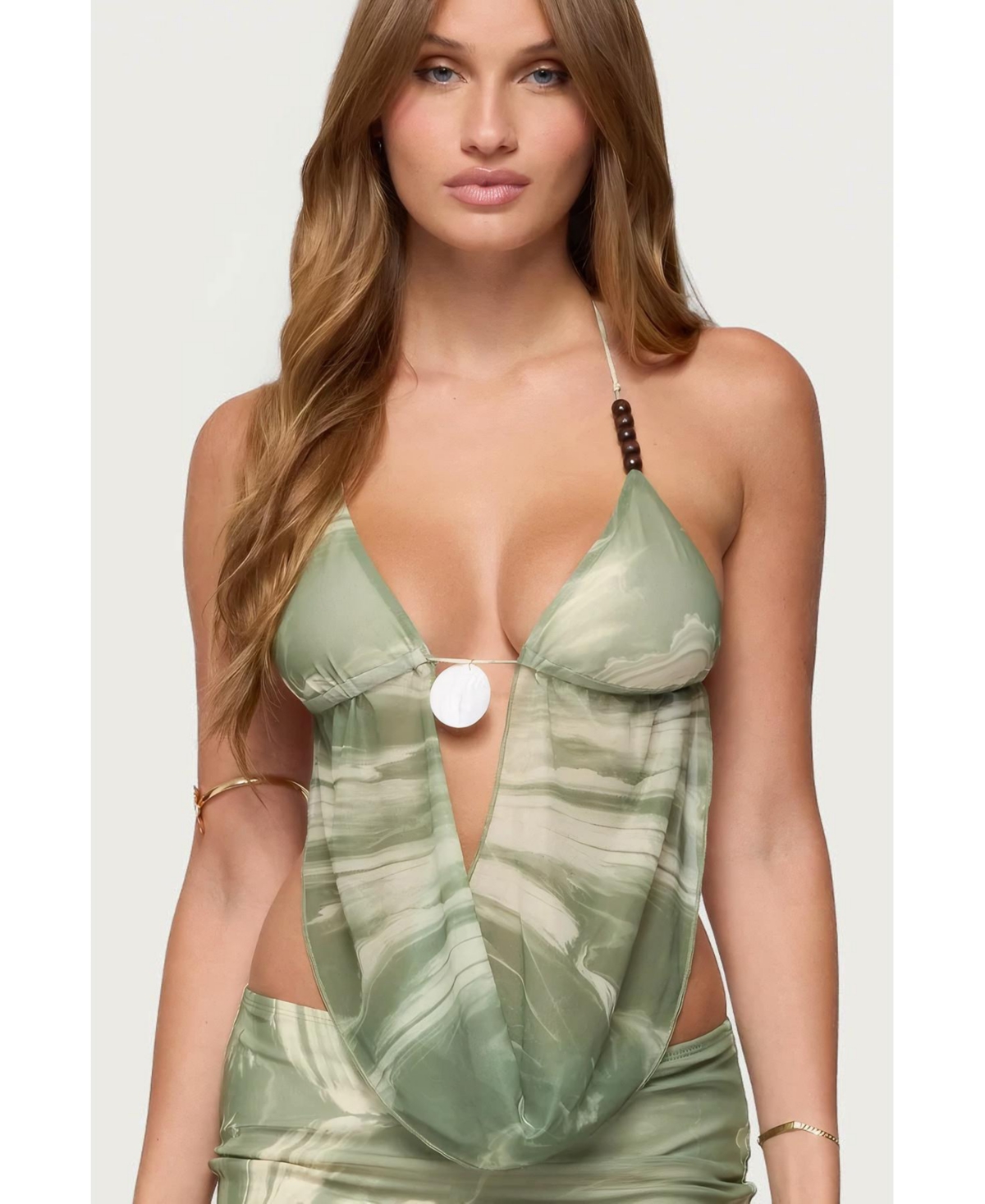 Click here for Edikted Womens Kasen Printed Mesh Backless Halter... prices