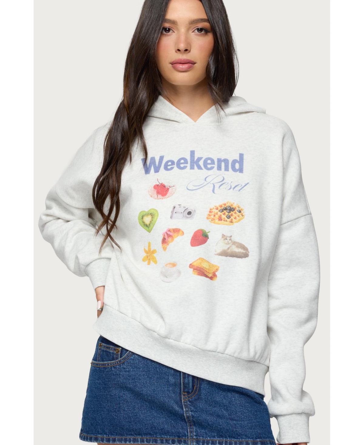 Click here for Edikted Womens Weekend Reset Hoodie - Gray-melange prices