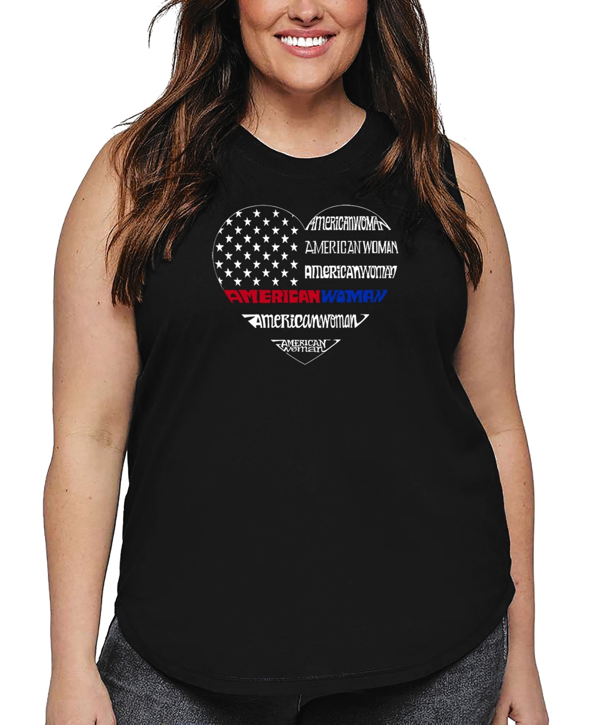 Click here for La Pop Art Plus Size American Woman Word Art Tank... prices