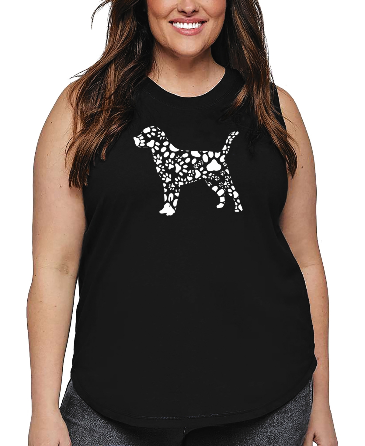Click here for La Pop Art Plus Size Dog Paw Prints Word Art Tank... prices
