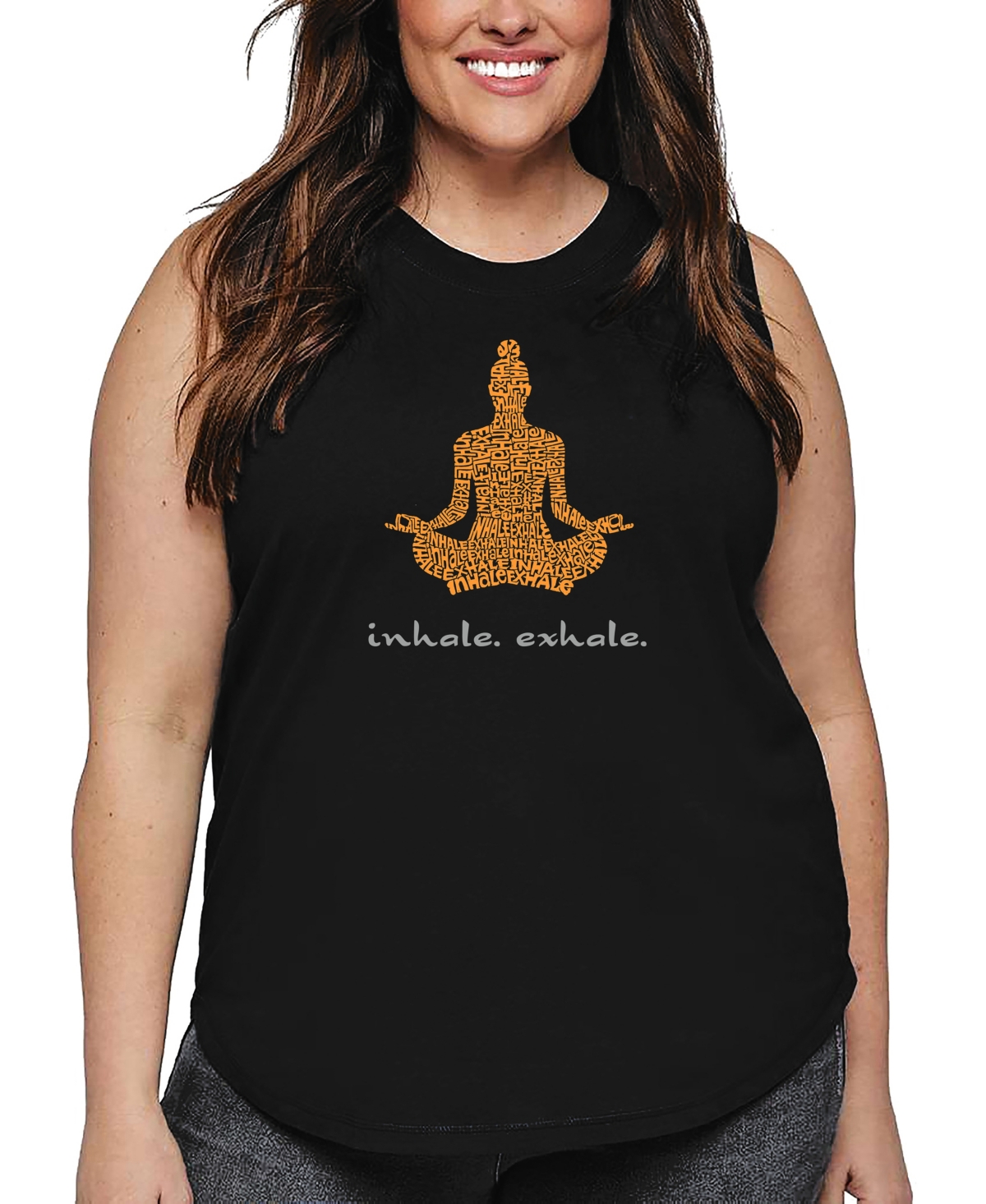 Click here for La Pop Art Plus Size Inhale Exhale Word Art Tank T... prices