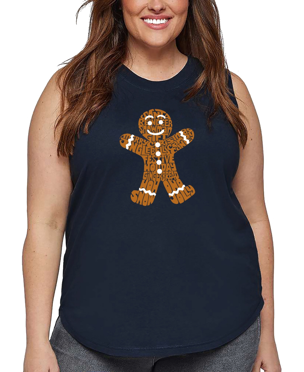 Click here for La Pop Art Plus Size Gingerbread Word Art Tank Top... prices