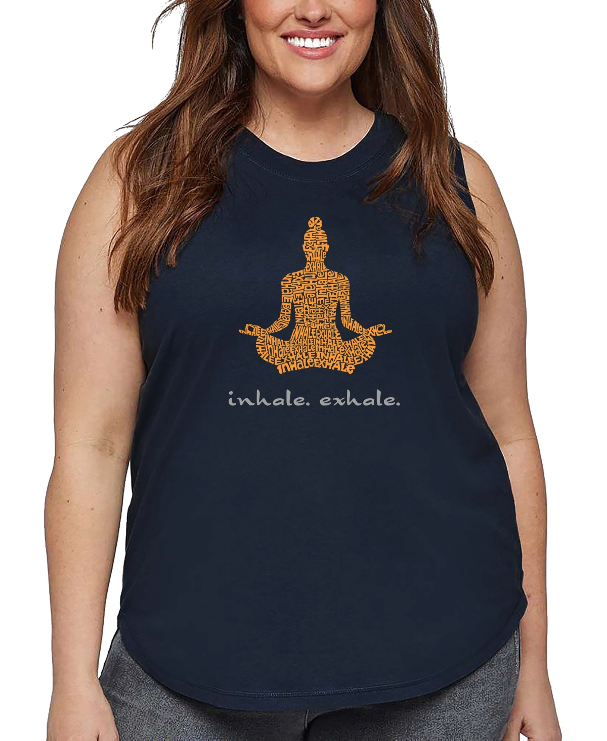 Click here for La Pop Art Plus Size Inhale Exhale Word Art Tank T... prices