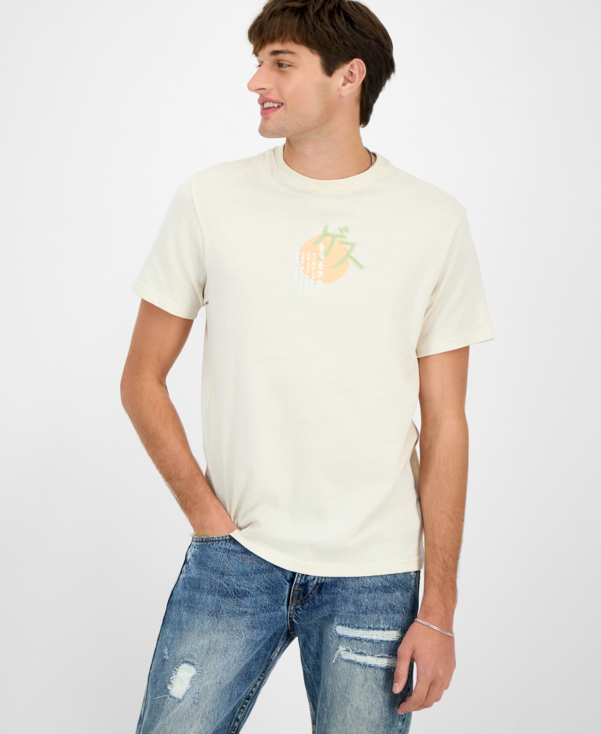 Click here for Guess Mens Short Sleeve Crewneck Art Print T-Shirt... prices