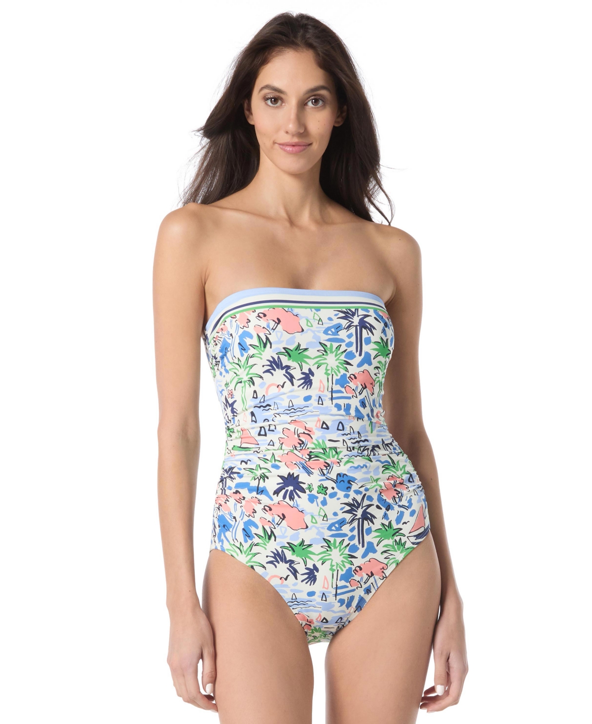 Click here for Kate Spade Womens Bandeau One-Piece Swimsuit - Blu... prices