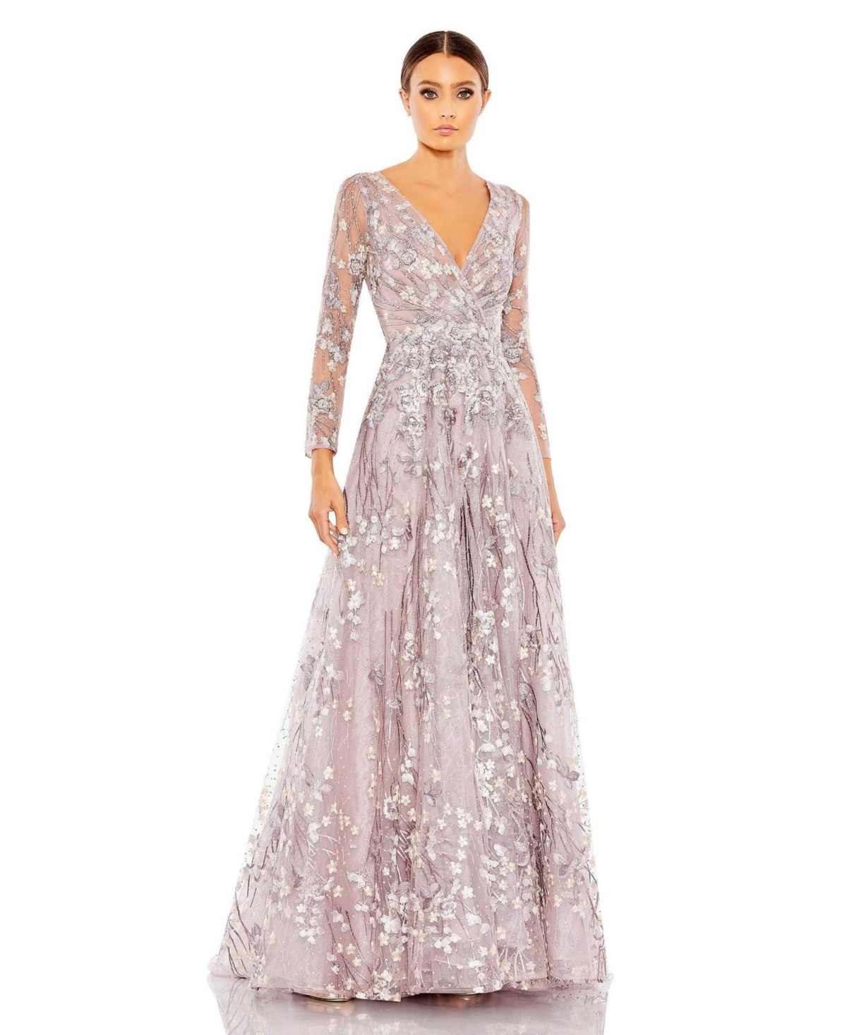 Click here for Mac Duggal Womens Draped Sleeve V Neck Gown - Lila... prices