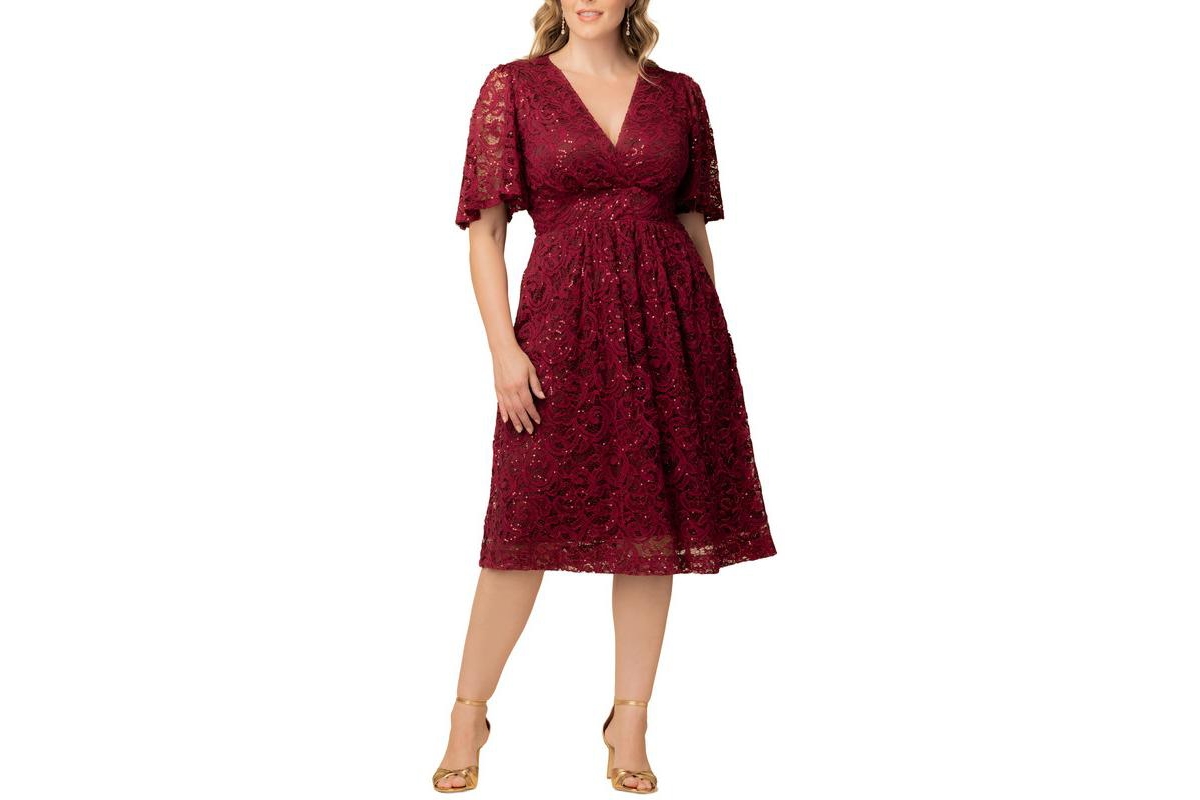 Click here for Kiyonna Plus Size Starry Sequin Lace Cocktail Dres... prices