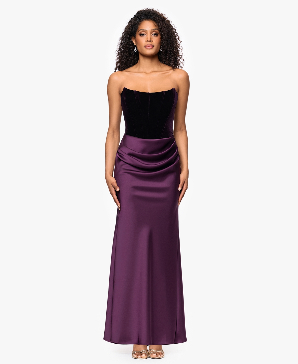 Click here for Betsy & Adam Womens Strapless Velvet Corset Dress... prices