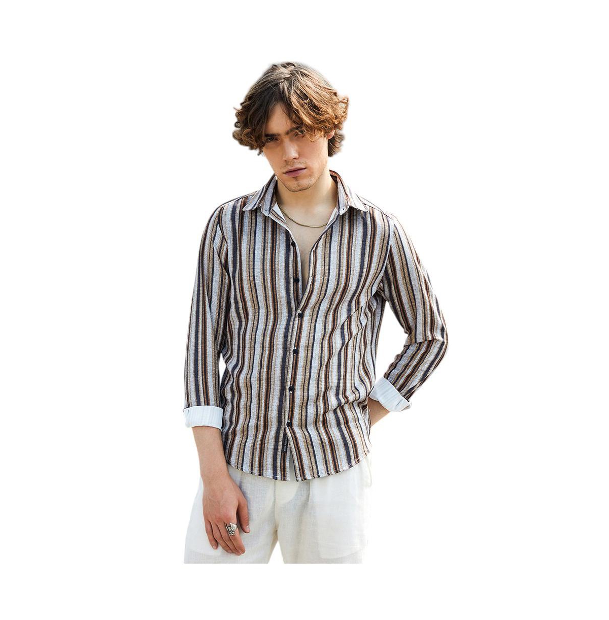 Click here for Campus Sutra Mens Multitrack-Striped Shirt - Grey prices