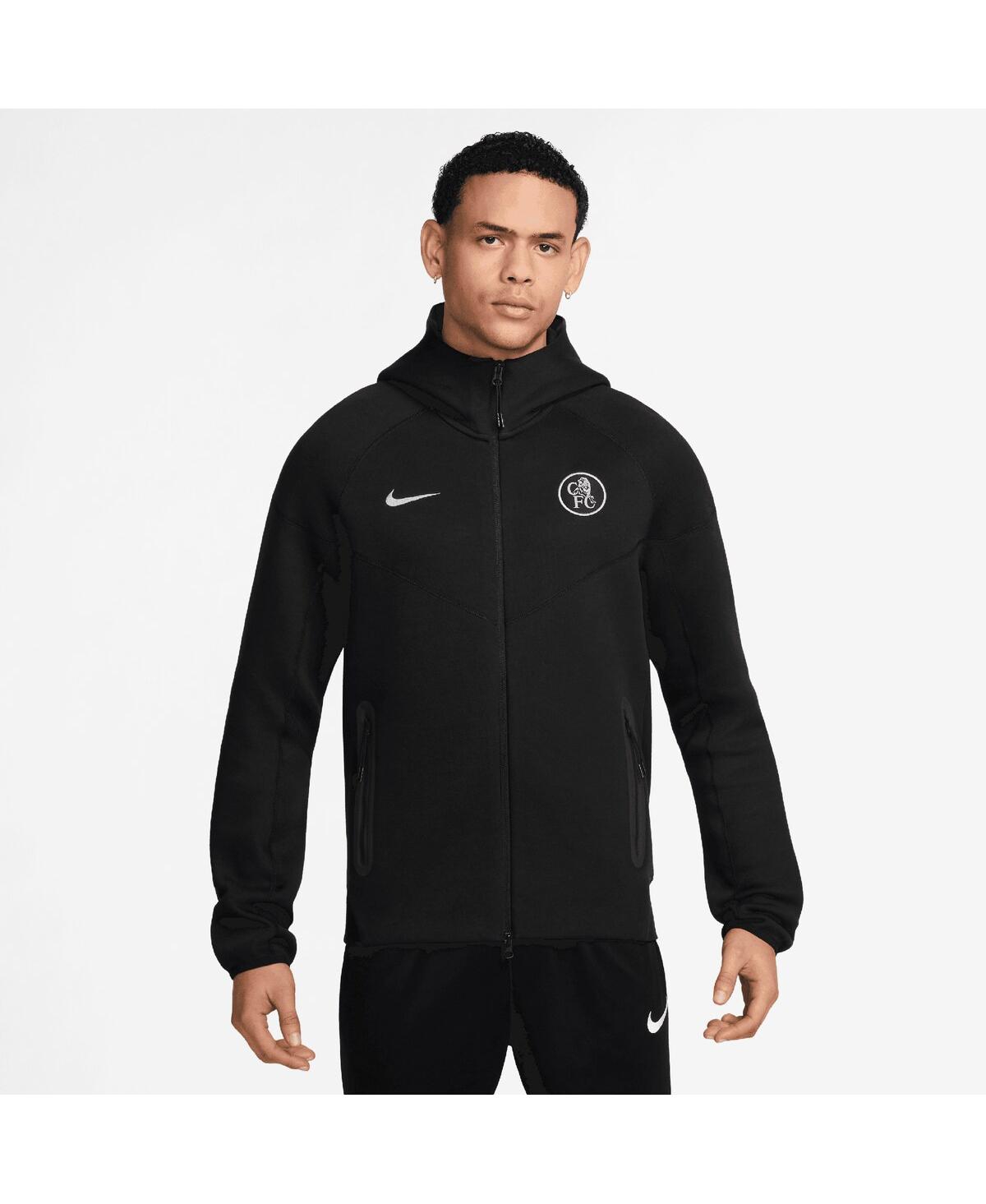 Click here for Nike Mens Black Chelsea Tech Fleece Full-Zip Hoodi... prices