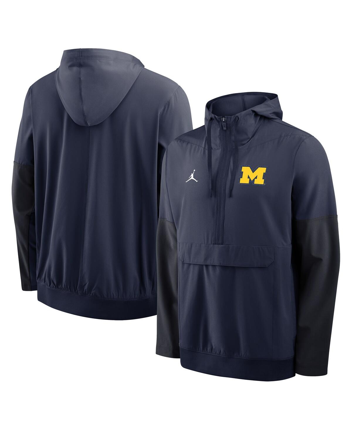 Click here for Nike Mens Navy Michigan Wolverines Anorak Half-Zip... prices