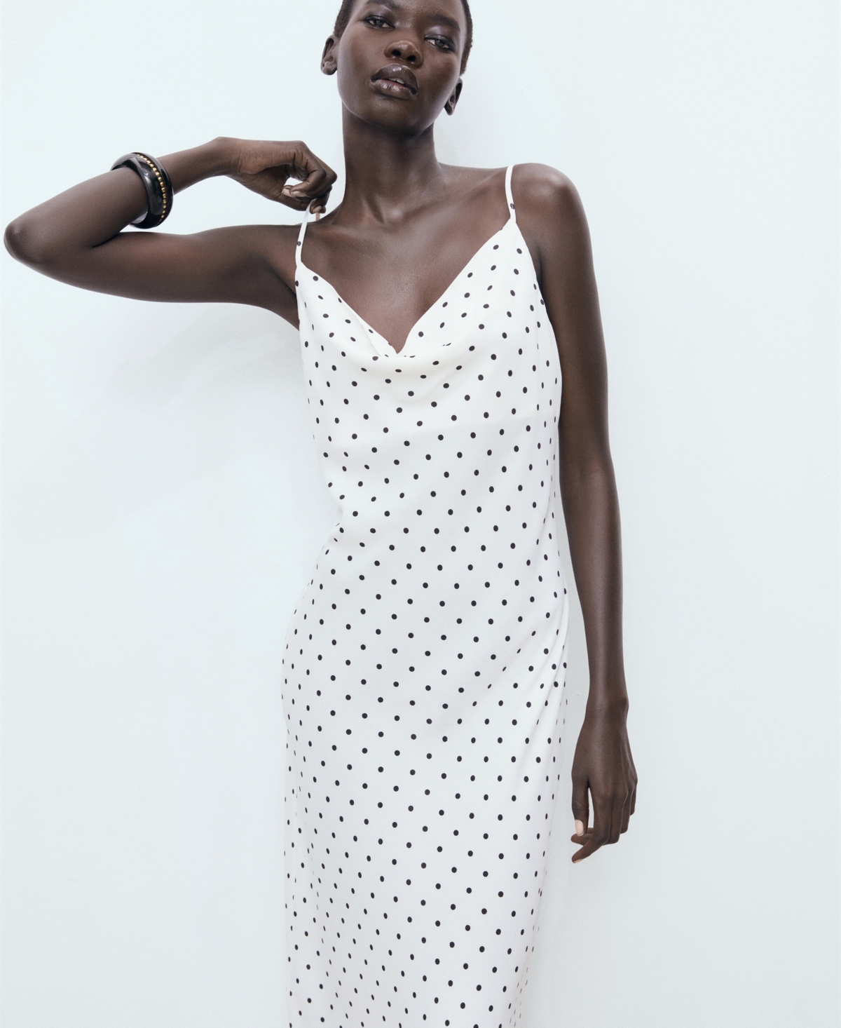 Click here for Mango Womens Draped Neckline Long Dress - Off Whit... prices