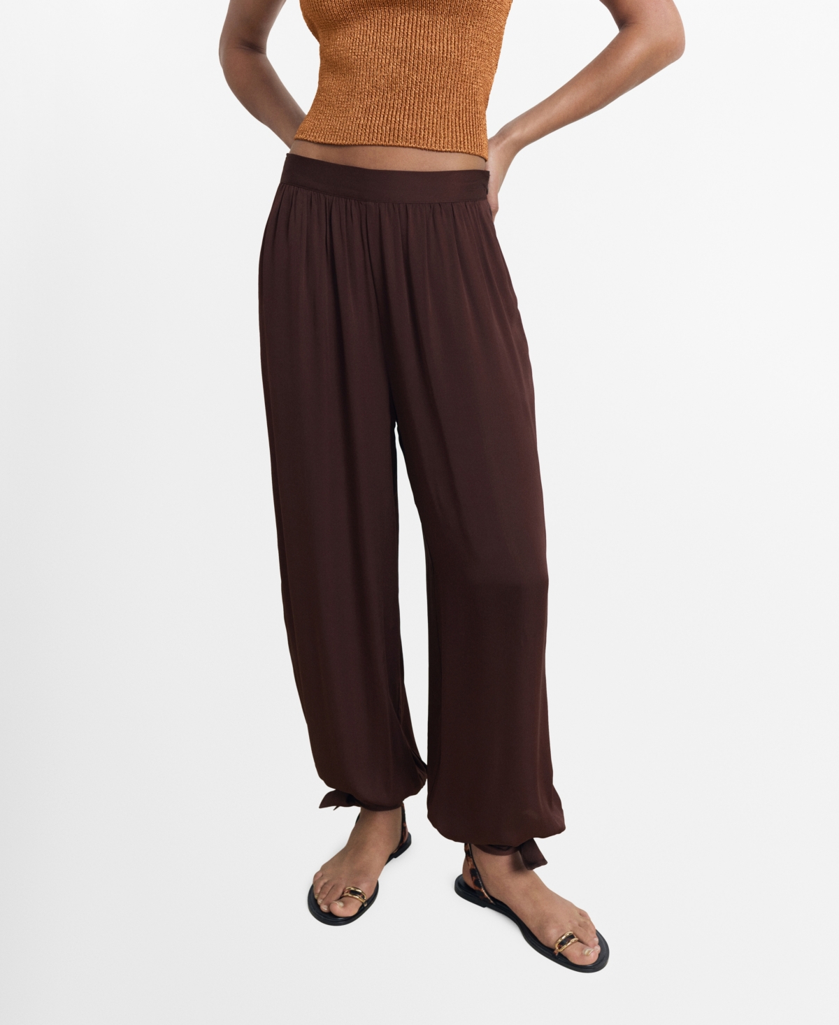 Click here for Mango Womens Bows Detail Balloon-Style Pants - Cho... prices