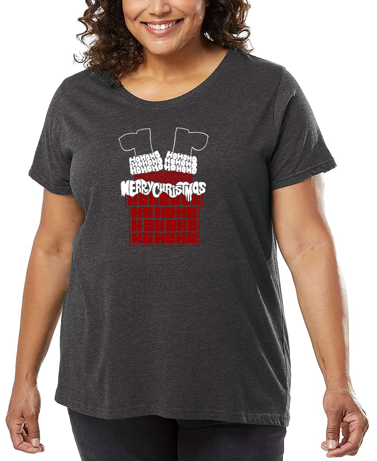 Click here for La Pop Art Plus Size Chimney Santa Word Art T-Shir... prices