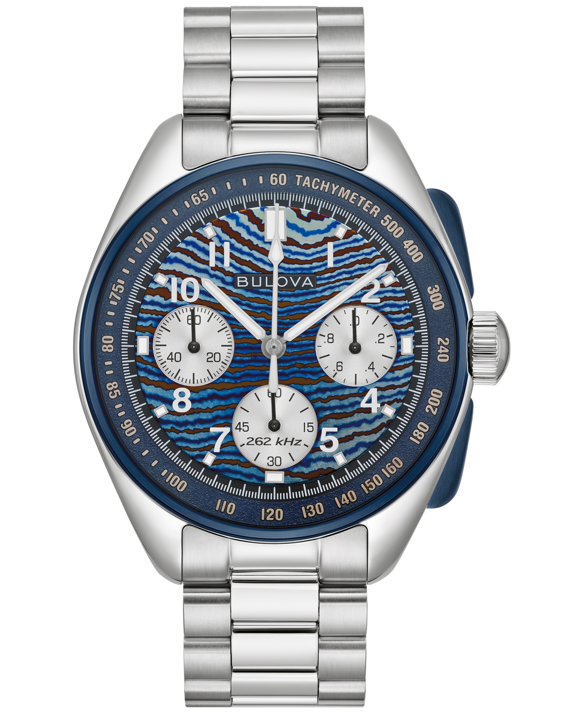 Bulova Mens Limited Edition 150th Anniversary Heritage Lunar Pilot Chronograph Silver-Tone Stainless Steel Bracelet Watch 43.5mm - Silver-tone