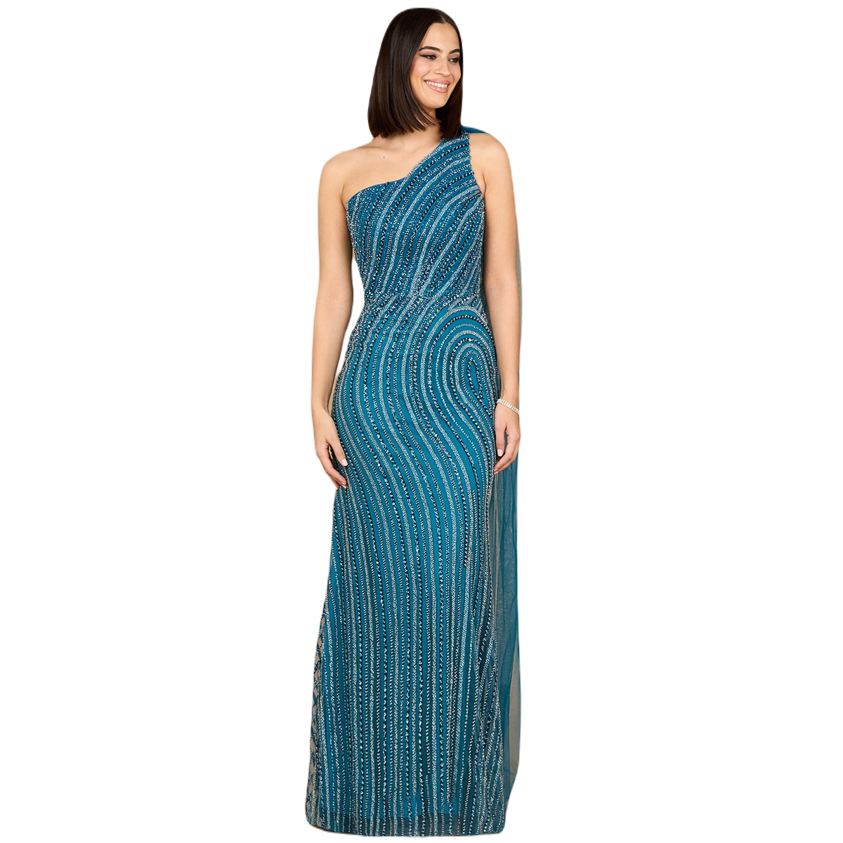 Click here for Lara Womens One Shoulder Fitted Gown - Dark blue prices
