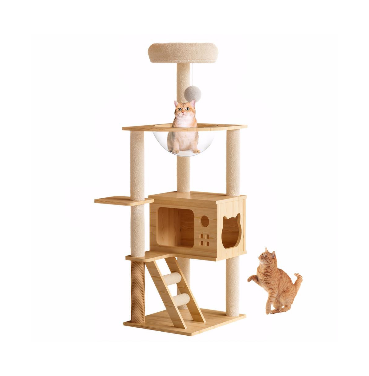 Click here for Aostirmotor 49 in. Wood Cat Tower with Acrylic Ham... prices