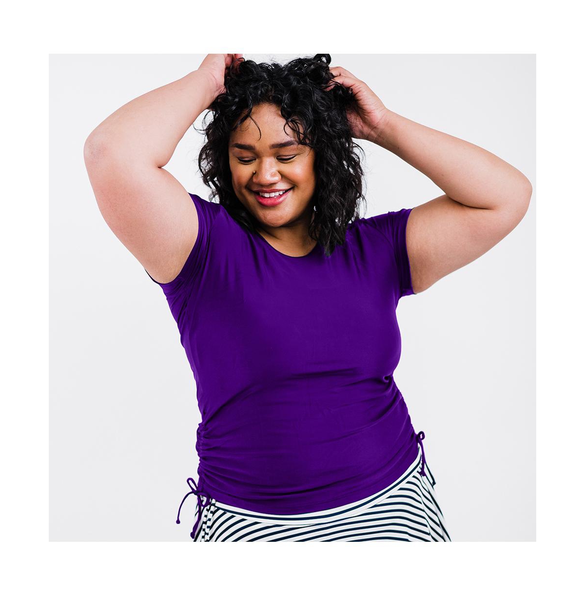 Click here for Calypsa Plus Size Adele Swim Top - Eggplant prices