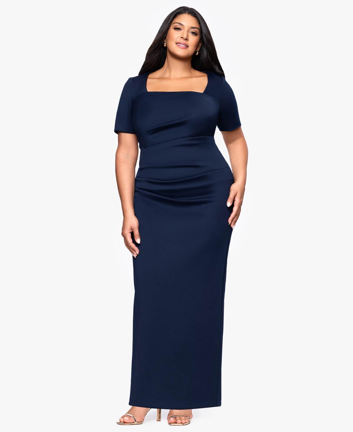 Click here for Betsy & Adam Plus Size Long Tech Scuba Open Back D... prices