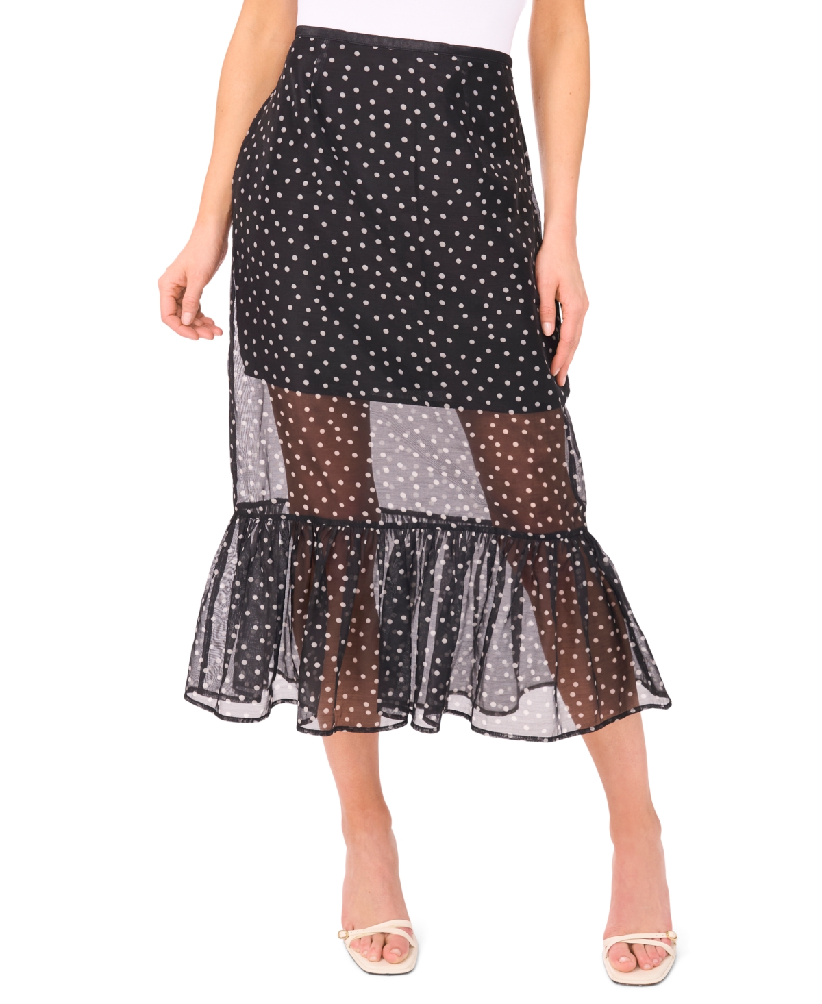 Click here for CeCe Womens Ruffle Tier A-Line Midi Skirt - Rich B... prices