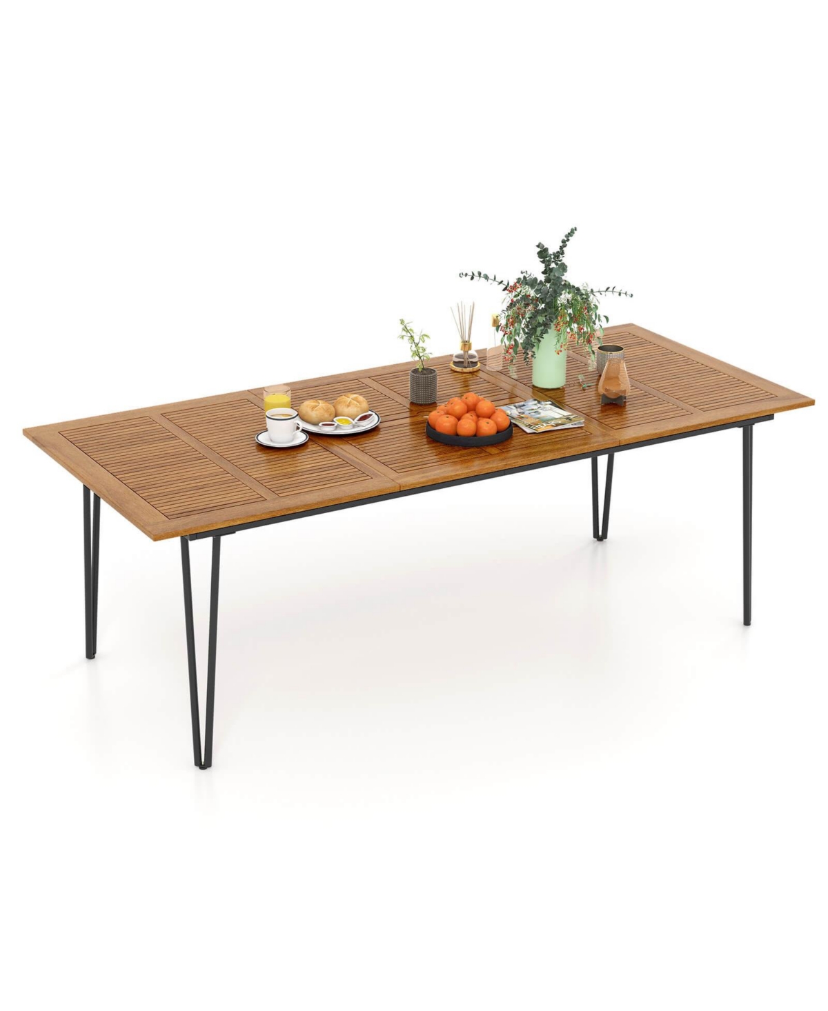Click here for 86.5-Inch Outdoor Dining Table with Acacia Wood Ta... prices