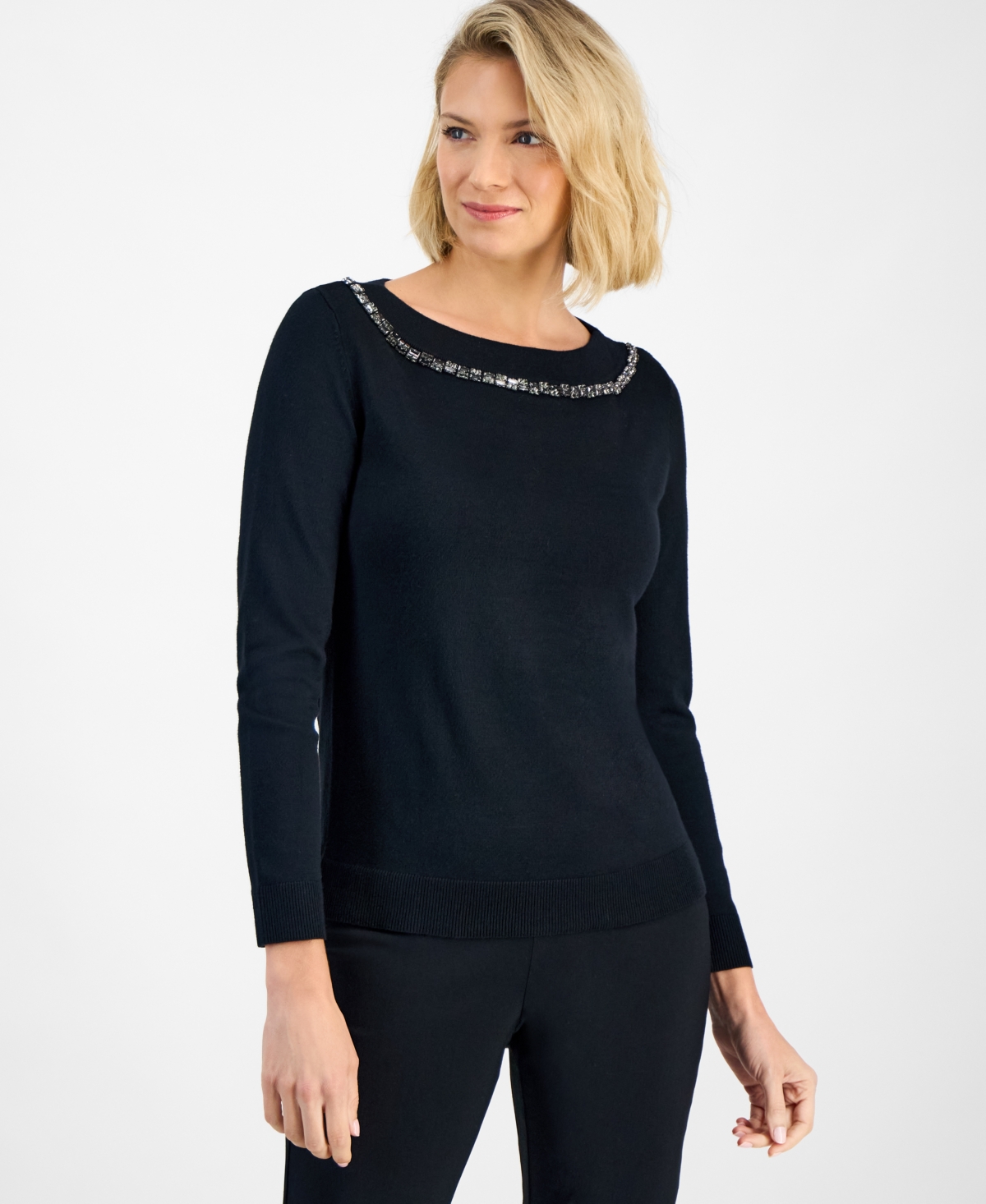 Click here for Jm Collection Womens Rhinestone-Trim Sweater  Macy... prices