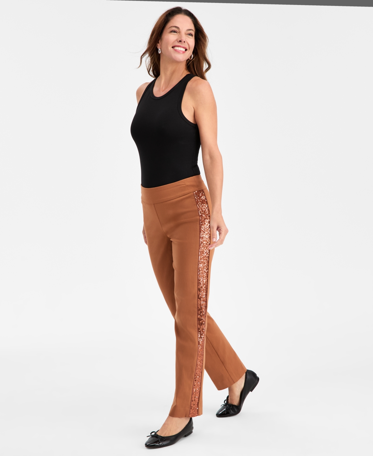 Click here for Jm Collection Womens Side-Sequin Cambridge Pants... prices