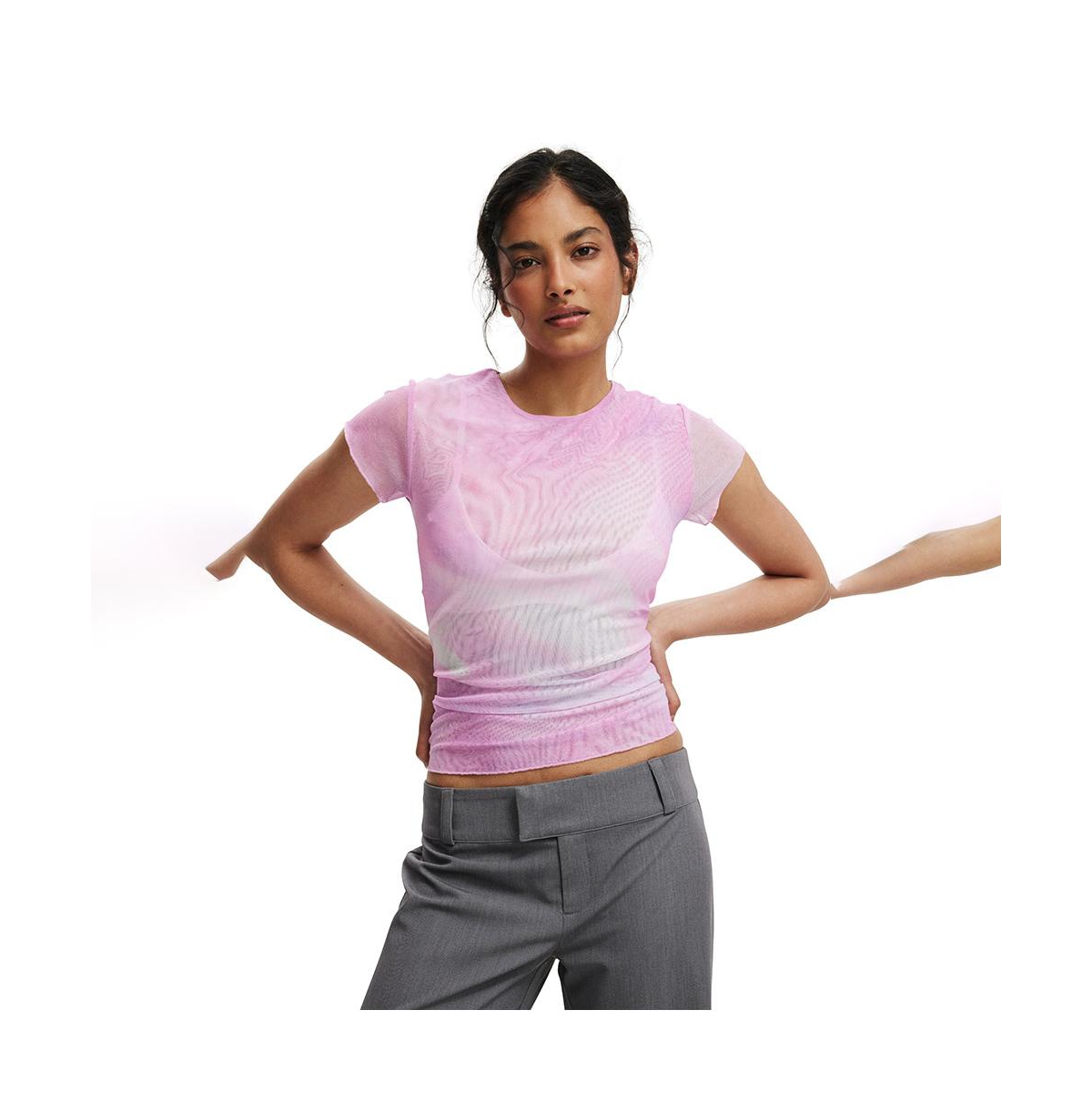Click here for Cotton On Womens Ashley Mesh Short Sleeve Top - Mi... prices
