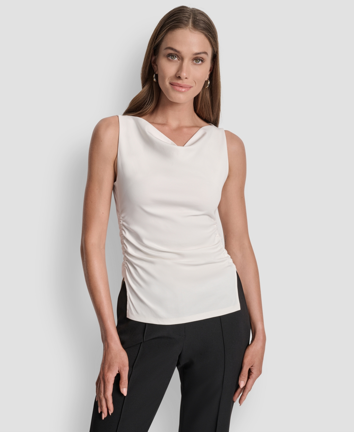 Click here for Dkny Petite Ponte Cowl Neck Top - Ivory prices