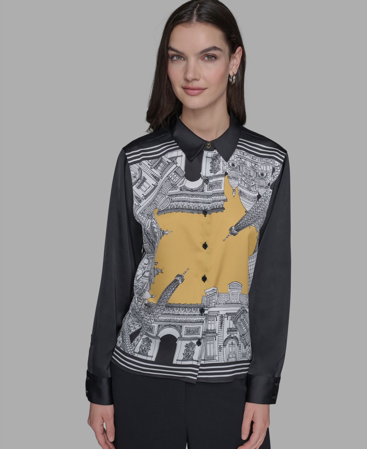 Click here for Karl Lagerfeld Paris Womens Paris Printed Shirt -... prices