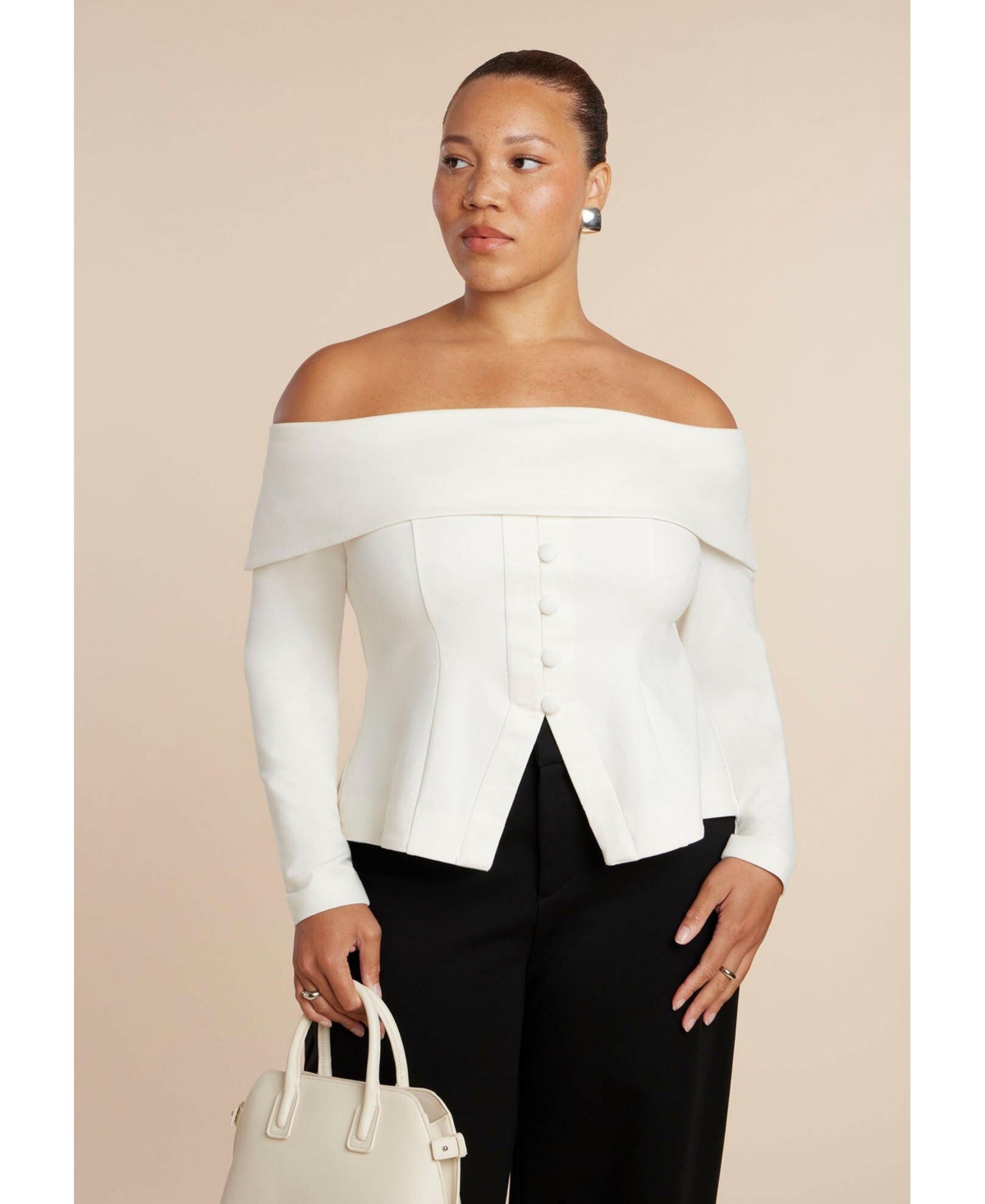 Click here for Eloquii Womens Plus Size Fold Over Top With Front... prices