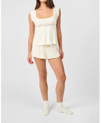 Click here for Square Neck Babydoll Top Pull On Short Pajama Set prices