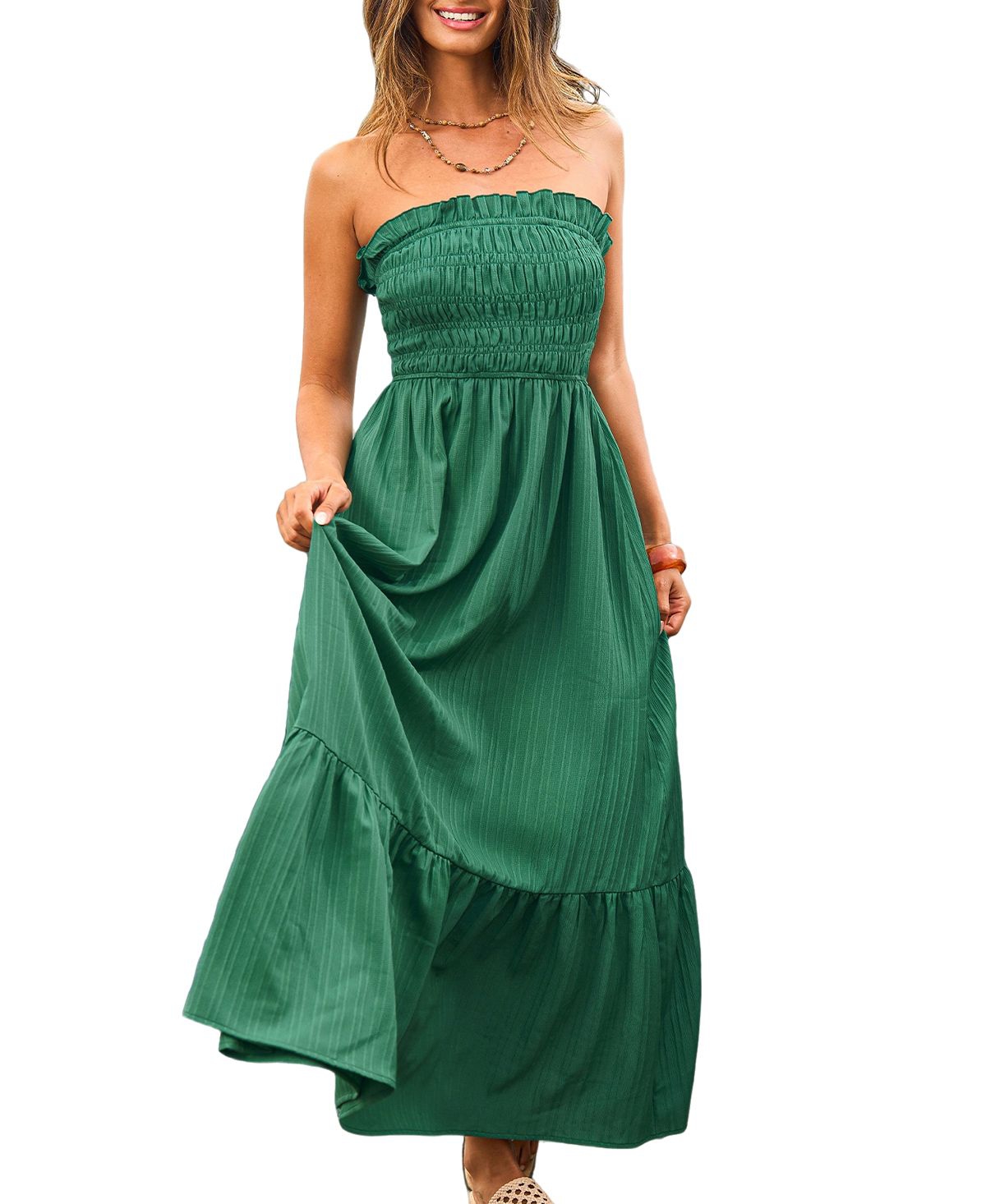 Click here for Cupshe Womens Light as Leaves Maxi Beach Dress - G... prices