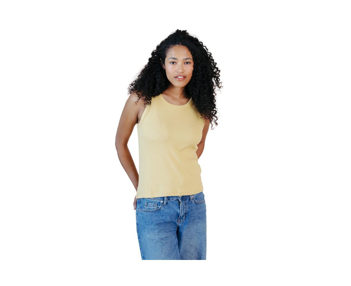 Click here for Poplinen Womens Charlie Ribbed Tank - Sunbeam Yell... prices